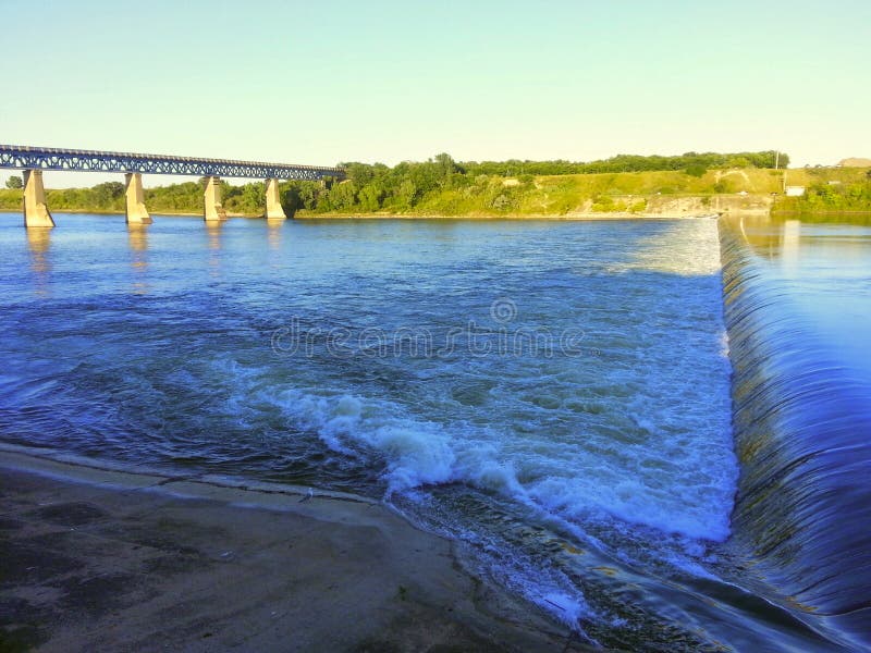 Saskatoon Saskatchewan Weir on the River Stock Image - Image of train ...