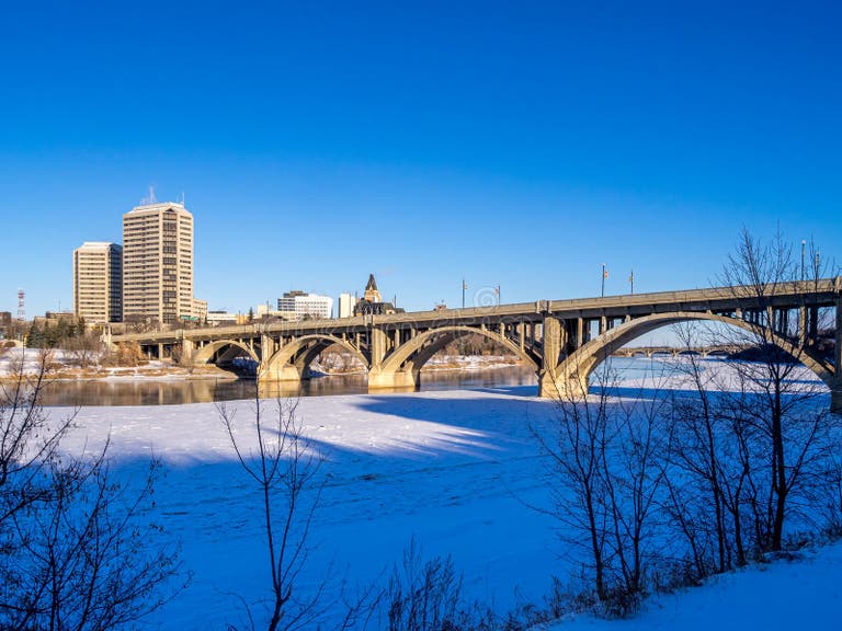 Saskatoon Skyline on a Cold Winter Day Stock Image - Image of cold ...