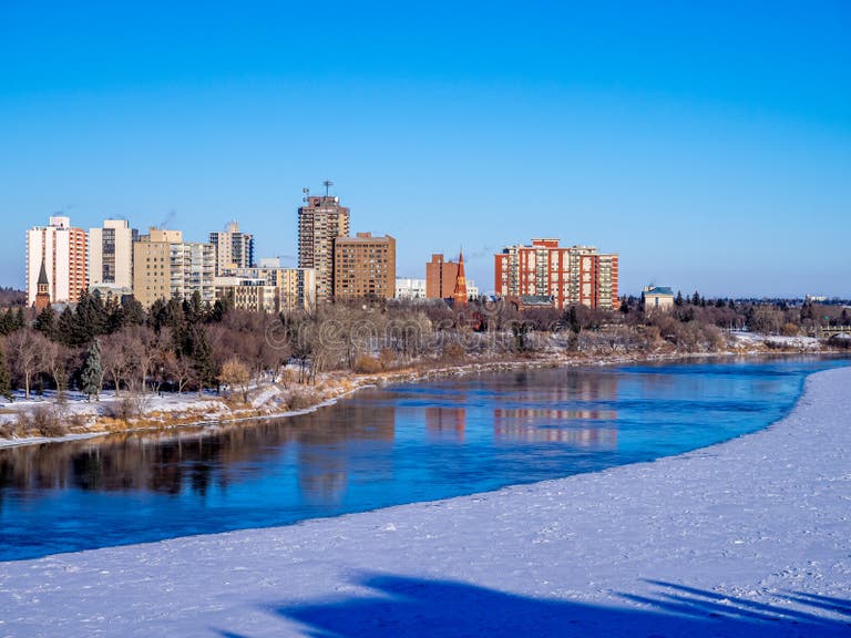 Saskatoon Skyline on a Cold Winter Day Stock Photo - Image of office ...