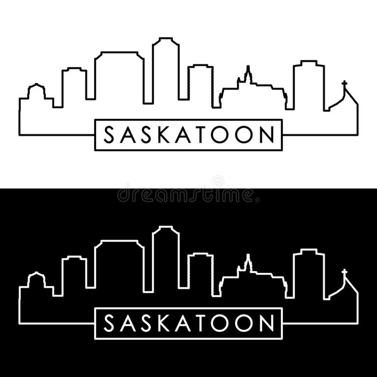 Saskatoon Skyline. Linear Style Stock Vector - Illustration of downtown ...