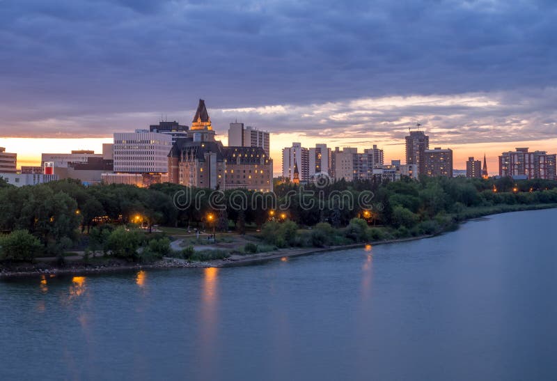 Saskatoon at Night stock photo. Image of urban, building - 16696866