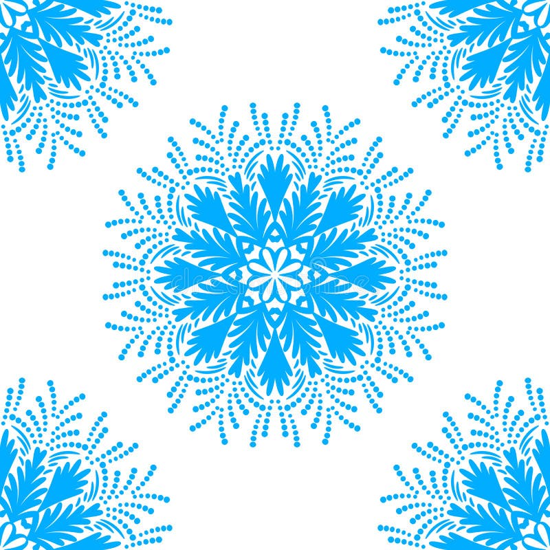 Abstract Dotted Seamless Pattern with Mandala Snowflake. Stock Vector ...