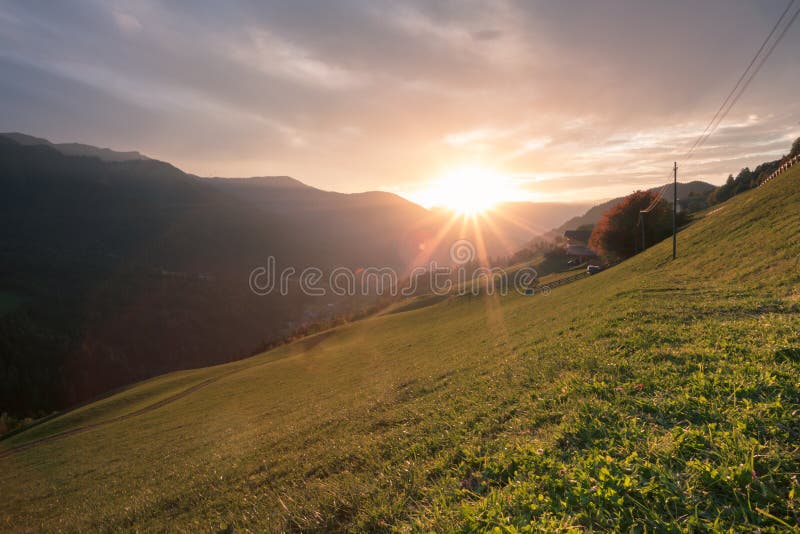 Sass De Putia Mount Over a Pasture in Dolomites at Evening Stock Image ...