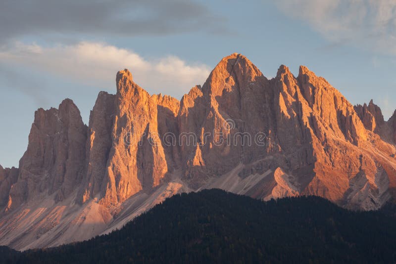 Sass De Putia Mount Over a Pasture in Dolomites at Evening Stock Photo ...