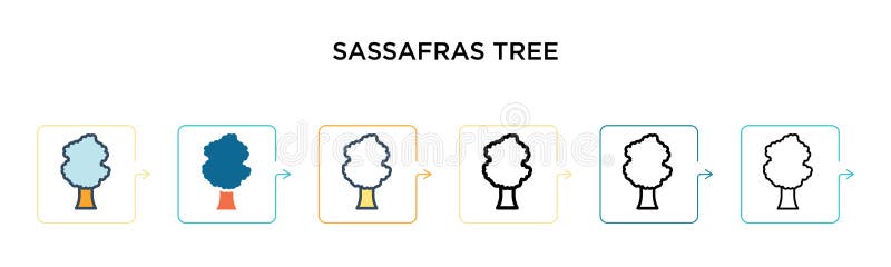 Sassafras Tree Vector Icon in 6 Different Modern Styles. Black, Two ...