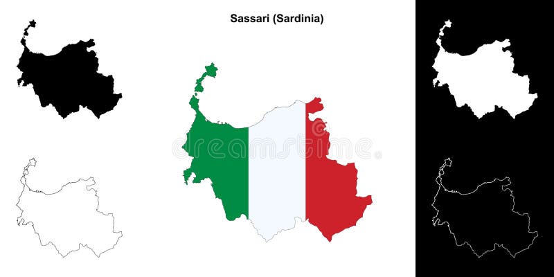 Sassari outline map stock illustration. Illustration of region - 334663491