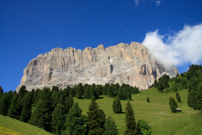 Mount Sassolungo stock image. Image of environmental, adige - 4934827