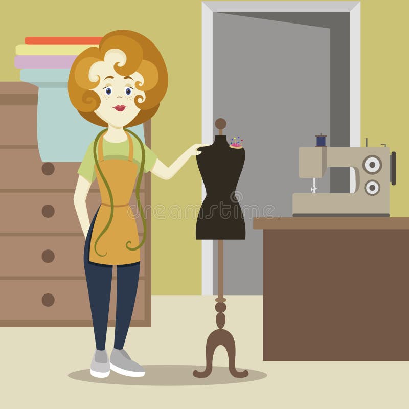 Trabajo De Modista O Costurera Y Objetos De Dibujo De Diseñadores De ...
