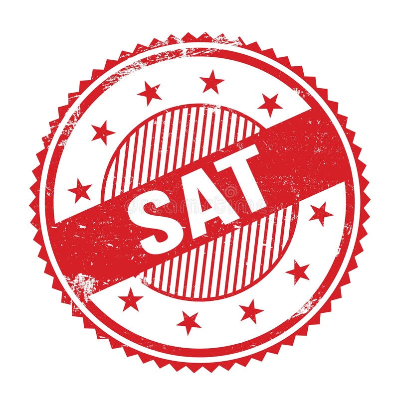 SAT Text Written on Red Grungy Round Stamp Stock Illustration ...