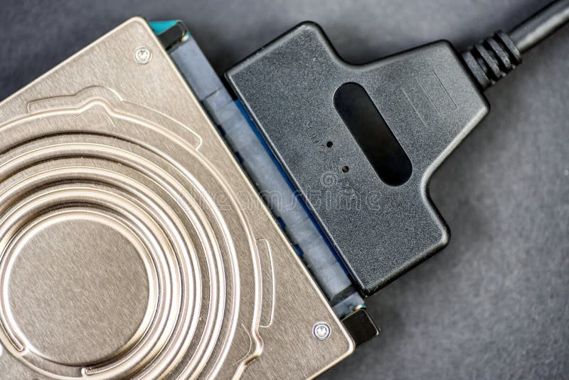 Sata Cable Connected To Hdd 2.5 Hard Drive Disk on Dark Background ...