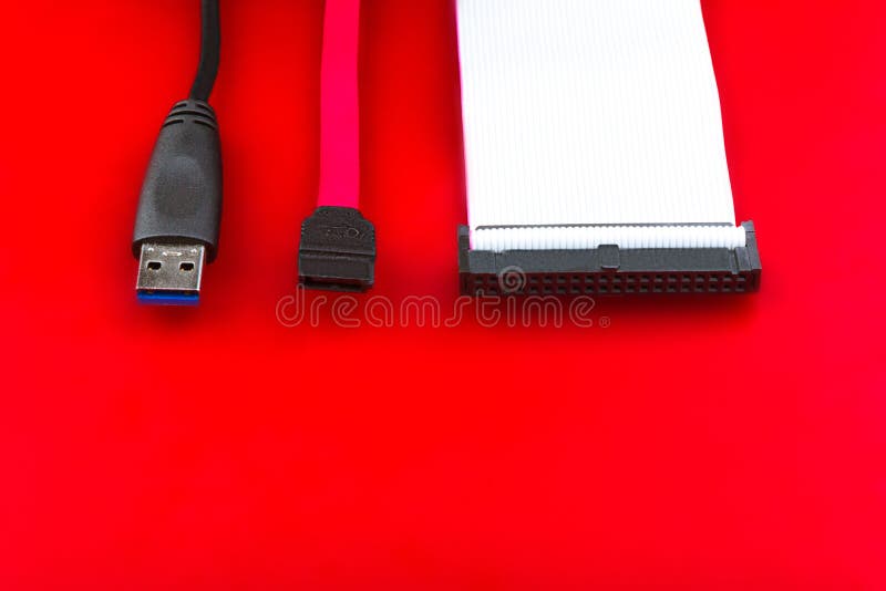 Sata Cable, Usb and Ide Cables Stock Image - Image of concept, business ...
