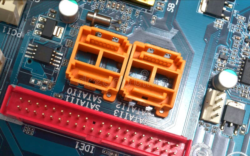 SATA ports on Motherboard stock photo. Image of drive - 64131260