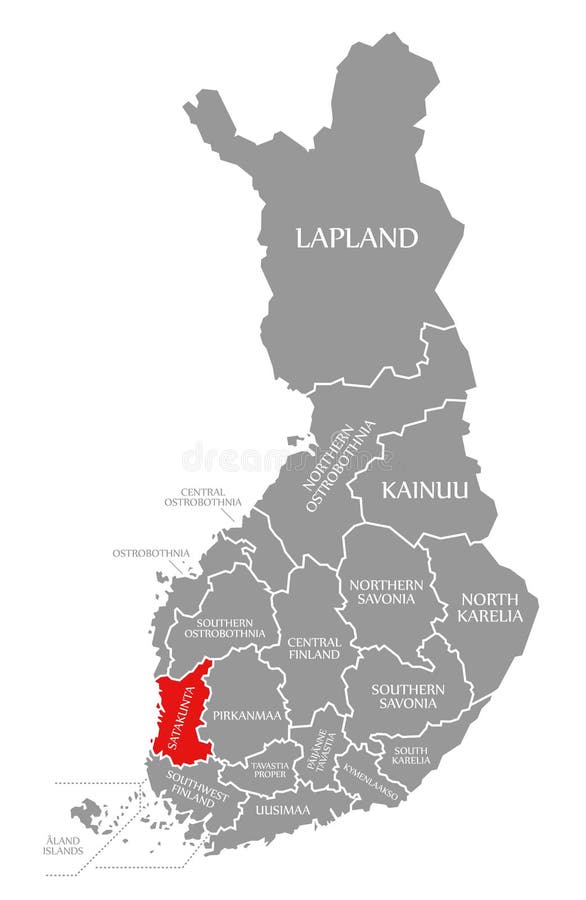 Satakunta Red Highlighted in Map of Finland Stock Illustration ...