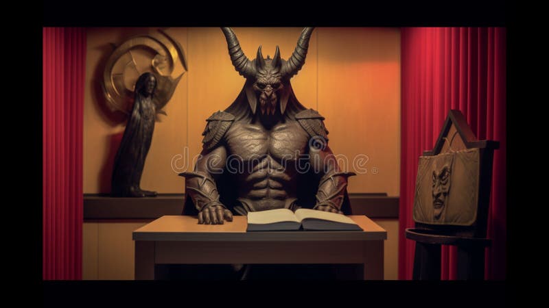 Satan the Dark Lord Doing Some Paperwork Stock Illustration ...