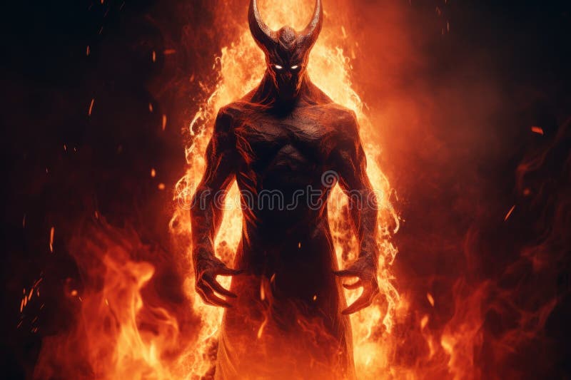 Satan Devil Fire Face. Generate Ai Stock Illustration - Illustration of ...