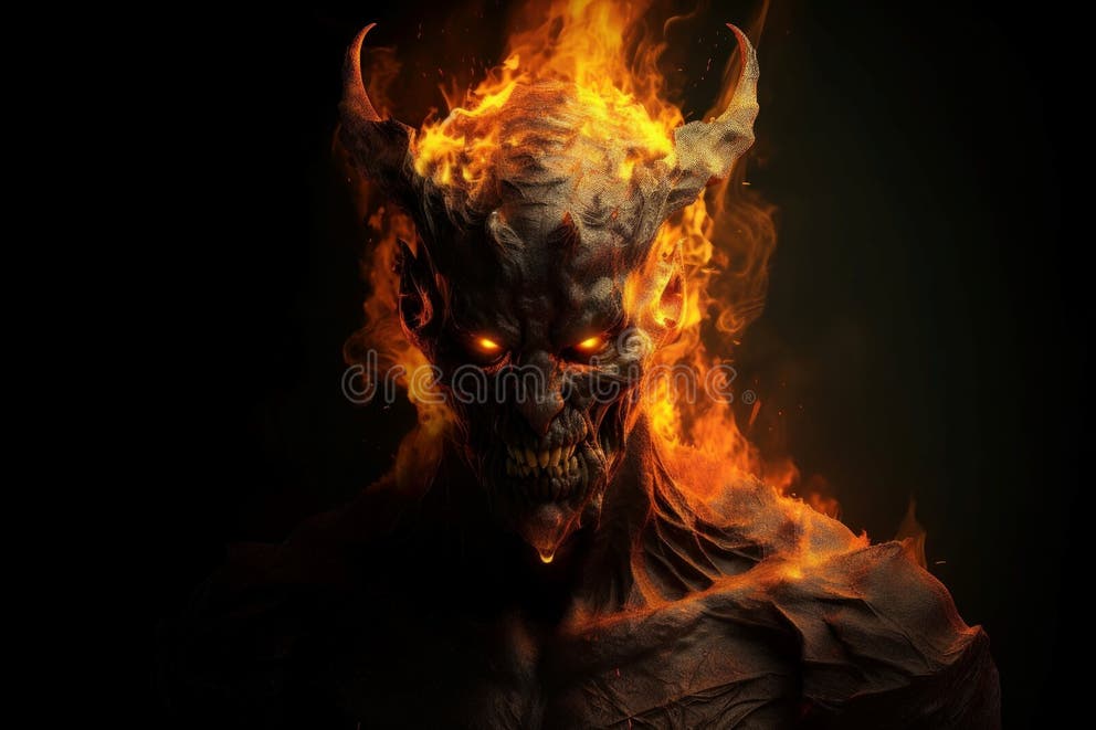 Satan Devil Fire Portrait. Generate Ai Stock Illustration ...