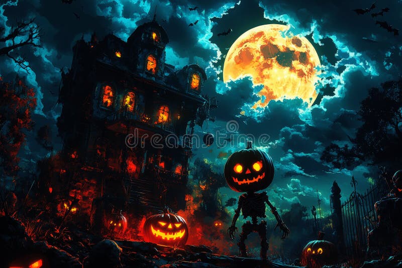 A Satan Devil Standing with Back Turned in Spooky Dark Forest with ...