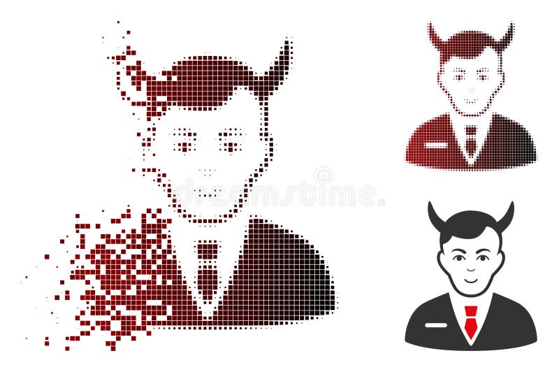 Fragmented Dot Halftone Satan Icon with Face Stock Vector ...