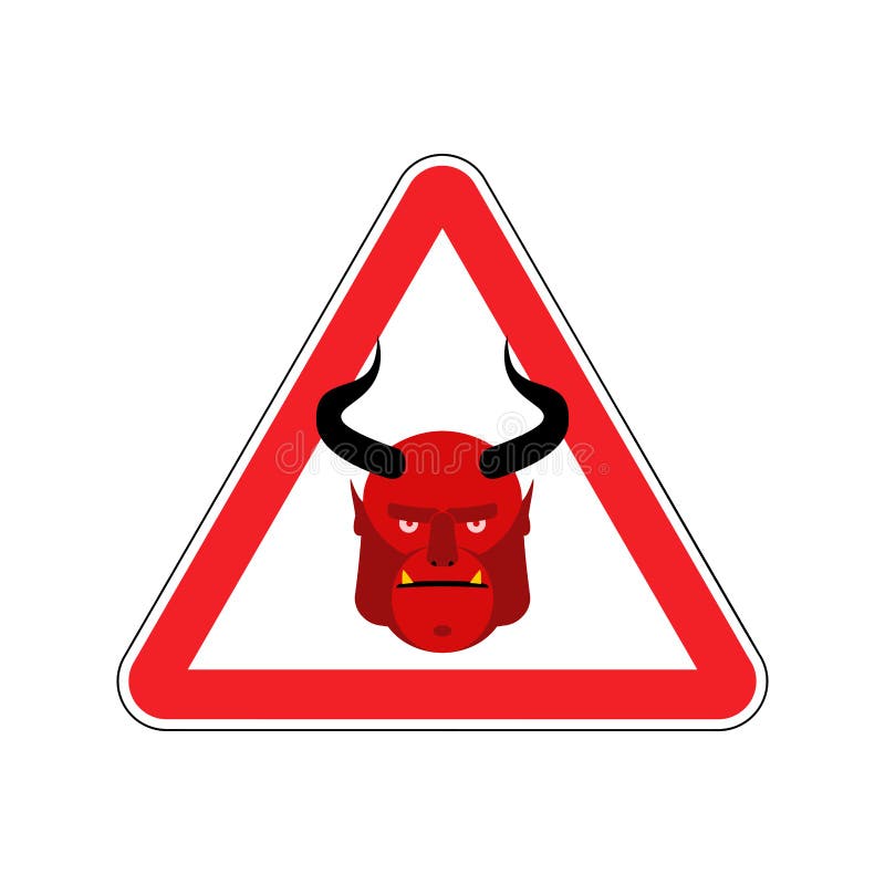Satan Warning Sign Red. Demon Hazard Attention Symbol. Danger Road Sign ...