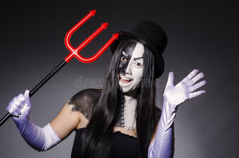 Satana Woman with Pitchfork Stock Image - Image of pitchfork, funny ...