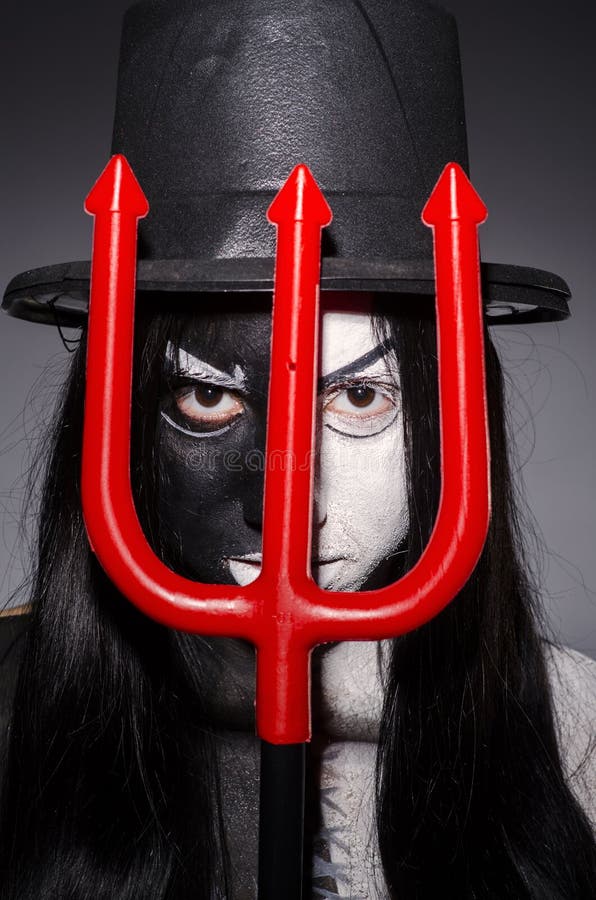 Satana Woman with Pitchfork Stock Image - Image of female, scary: 42390959