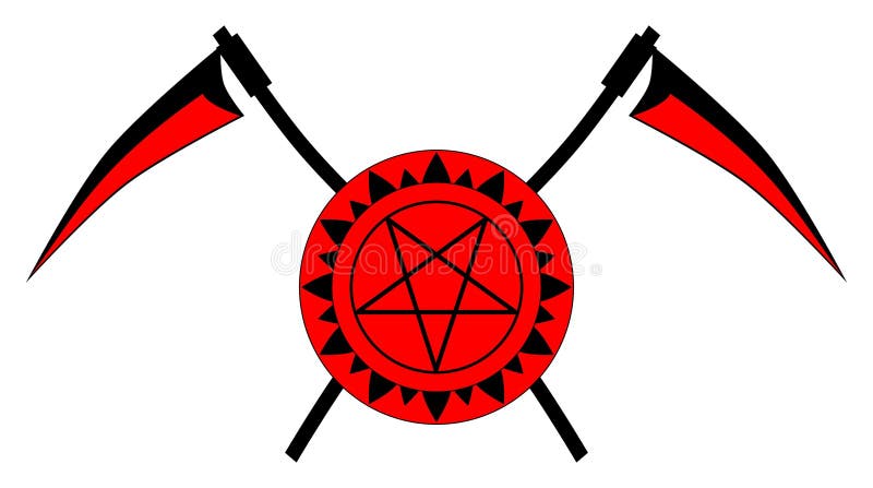 Satanist Pentacle with Sickles, Red and Black, Isolated. Stock ...