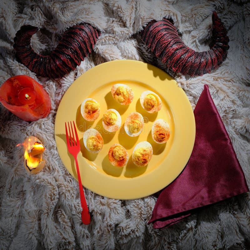 Satan Deviled Eggs stock image. Image of hardboiled - 231405921