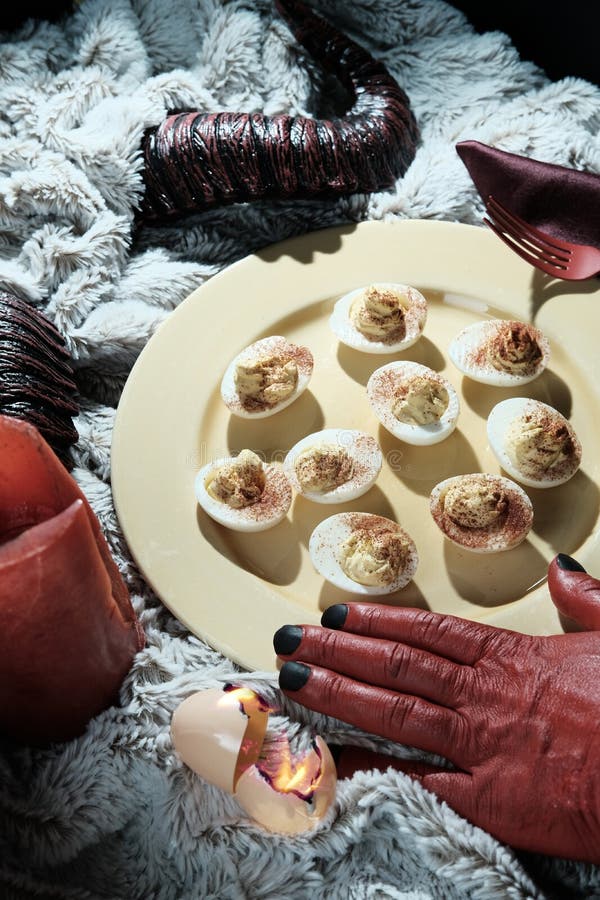 Satan Deviled Eggs stock image. Image of cooked, eggs - 231406017