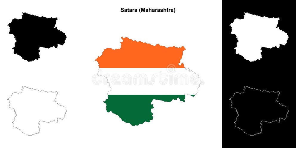 Satara outline map stock vector. Illustration of districts - 368832402