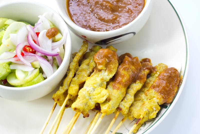 Satay pork grill stock image. Image of bamboo, grill - 25115889
