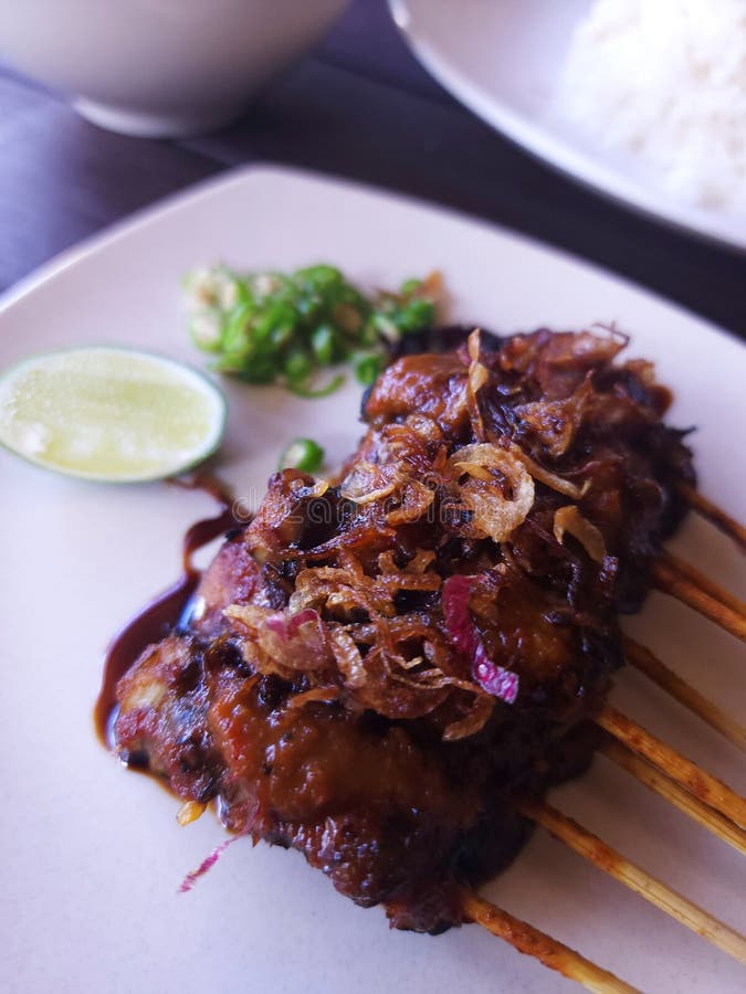 Satay and White Rice Dish on the Table Stock Image - Image of choice ...