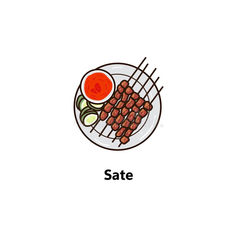 Sate Indonesian Traditional Food Vector Illustration. Stock Vector ...