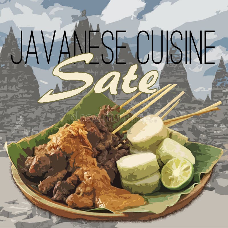 Sate Javanese Cuisine stock illustration. Illustration of temple ...