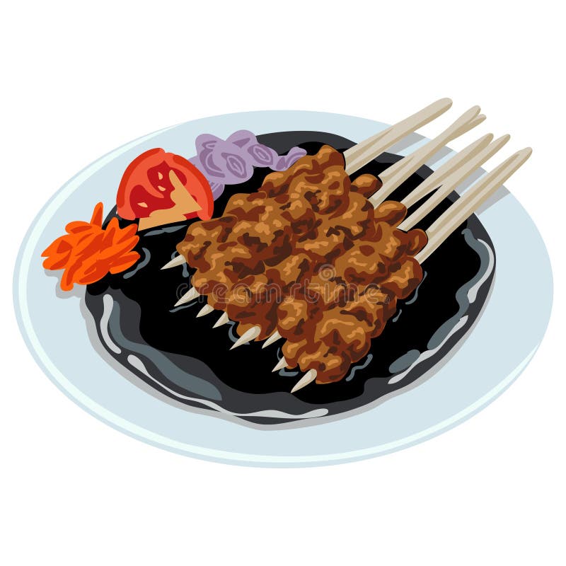 Sate Kambing Mutton Satay Illustration Vector Stock Vector ...
