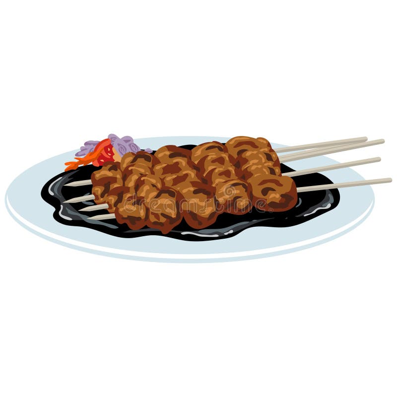 Sate Kambing Mutton Satay Illustration Vector Stock Vector ...