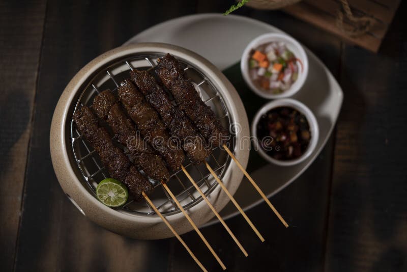 Sate Maranggi or Indonesian Beef Satay Stock Image - Image of grilled ...
