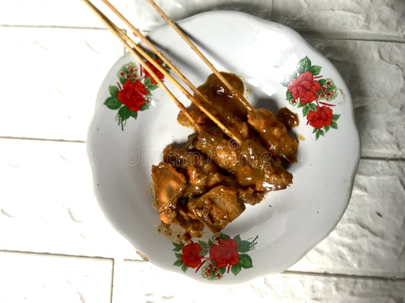 Sate on Plate. Indonesian Food Stock Photo - Image of sate, plate ...