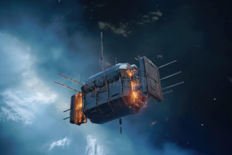 Satellite with Advanced Thermal Control System in Space Stock ...