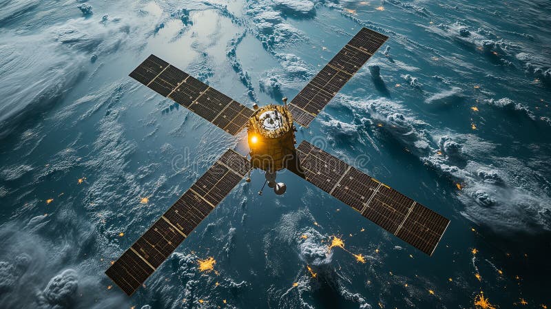 Satellite Against Starry Backdrop. Space Exploration, Technology ...