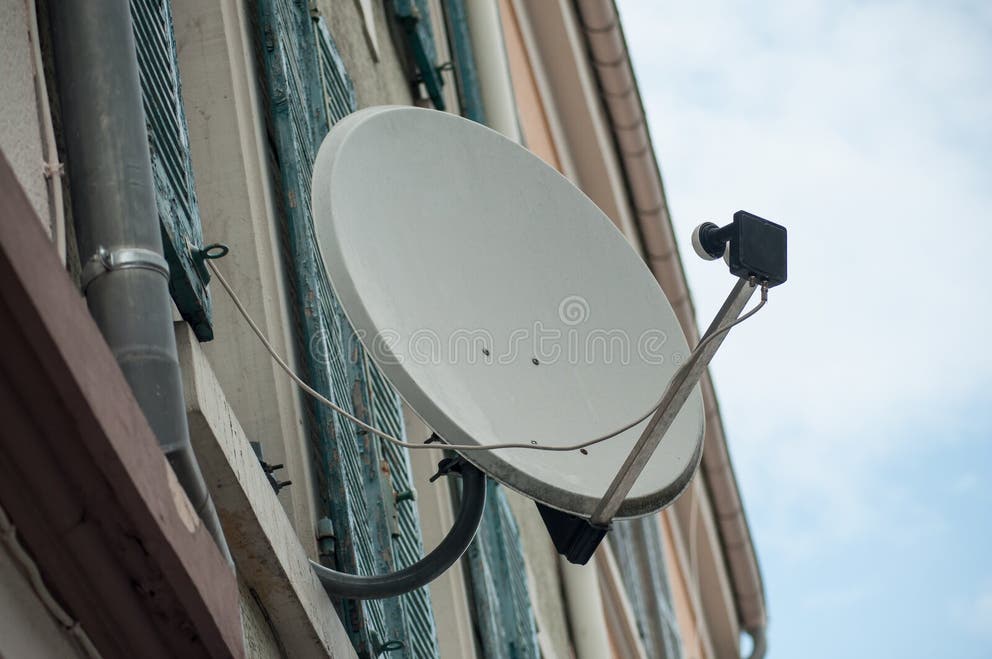 Satellite Antena on Home Facade at the Window Stock Photo - Image of ...