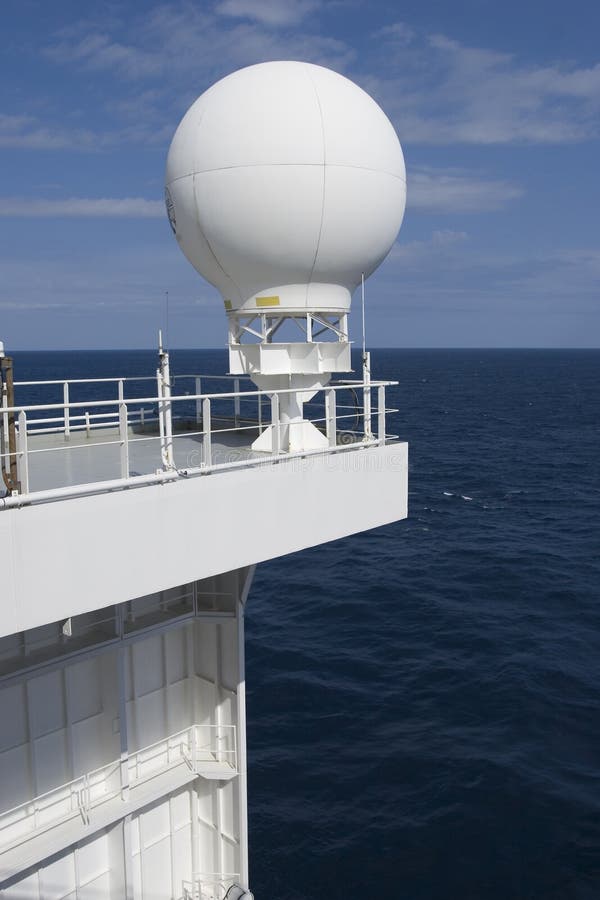 Satellite Antenna Dome on a Ship Stock Image - Image of vessel, antenna ...