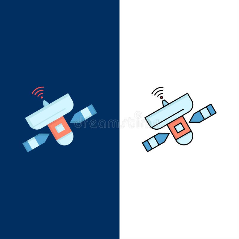 Satellite, Antenna, Radar, Space, Signal Flat Color Icon Vector Stock ...