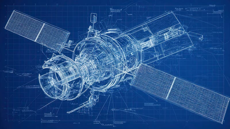 Satellite Blueprint Technical Drawing Design Stock Illustration ...