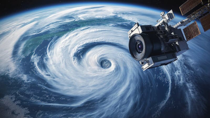 Satellite Camera Captures Powerful Cyclone Above Earth. Space Tech ...
