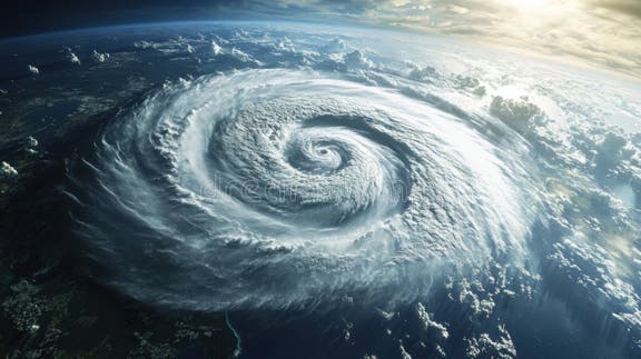 Satellite Capture of a Powerful Tornado Over Water, Realistic Weather ...