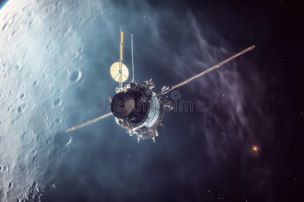 Satellite Orbits the Moon in Deep Space during a Clear Cosmic Moment ...