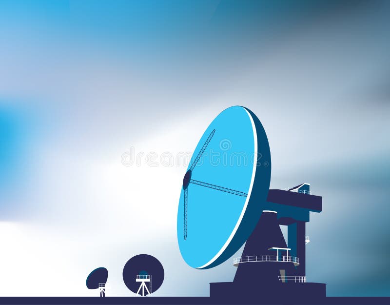 Satellite Communication Dishes Stock Vector - Illustration of huge ...