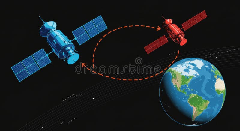 Satellite Communication Network Stock Illustration - Illustration of ...