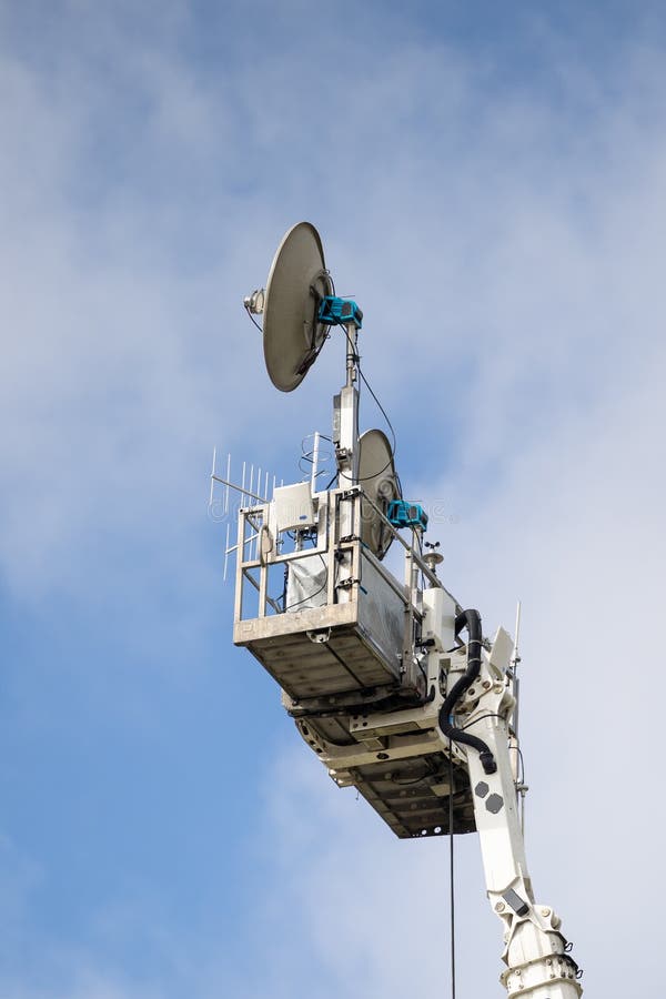 Satellite Communications System Raised on Platform To Relay Stock Photo ...