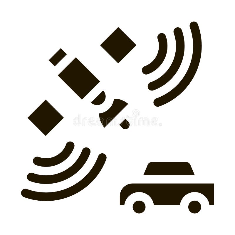 Satellite Connection with Car Icon Vector Glyph Illustration Stock ...